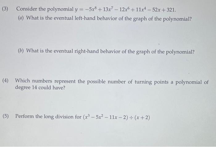 Solved 3) Consider the polynomial | Chegg.com