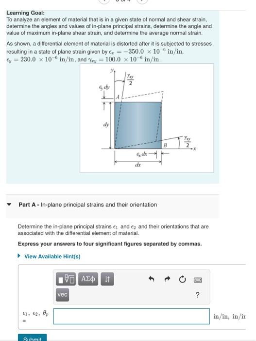 Learning Goal: To analyze an element of material that | Chegg.com