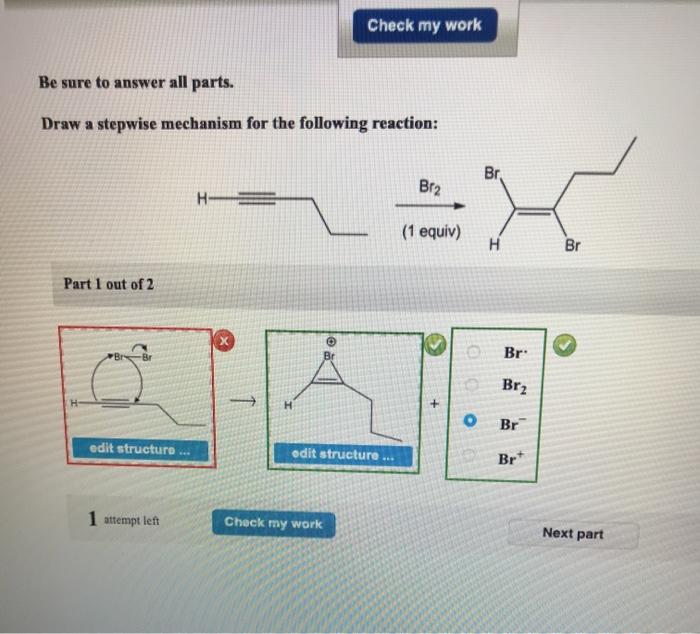 Solved Check my work Be sure to answer all parts. Draw a | Chegg.com
