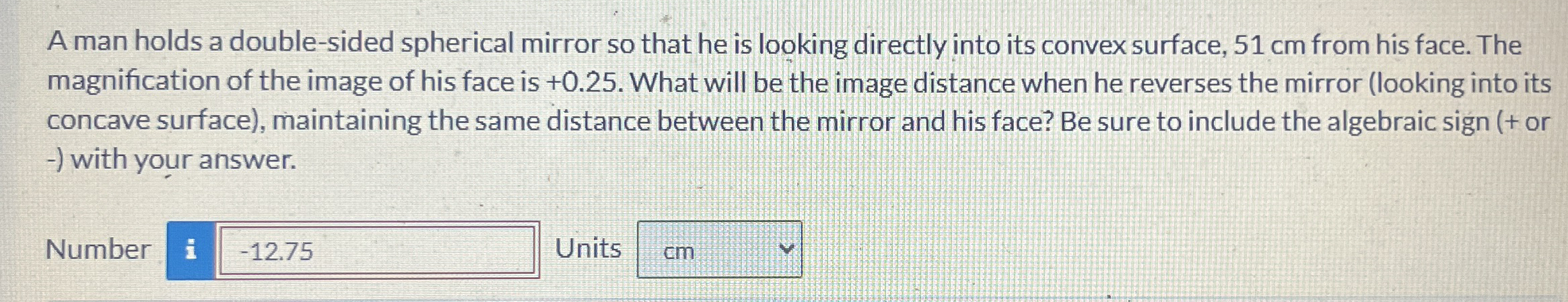 Solved A man holds a double-sided spherical mirror so that | Chegg.com