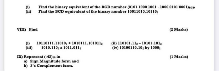 Solved (1) Find the binary equivalent of the BCD number | Chegg.com