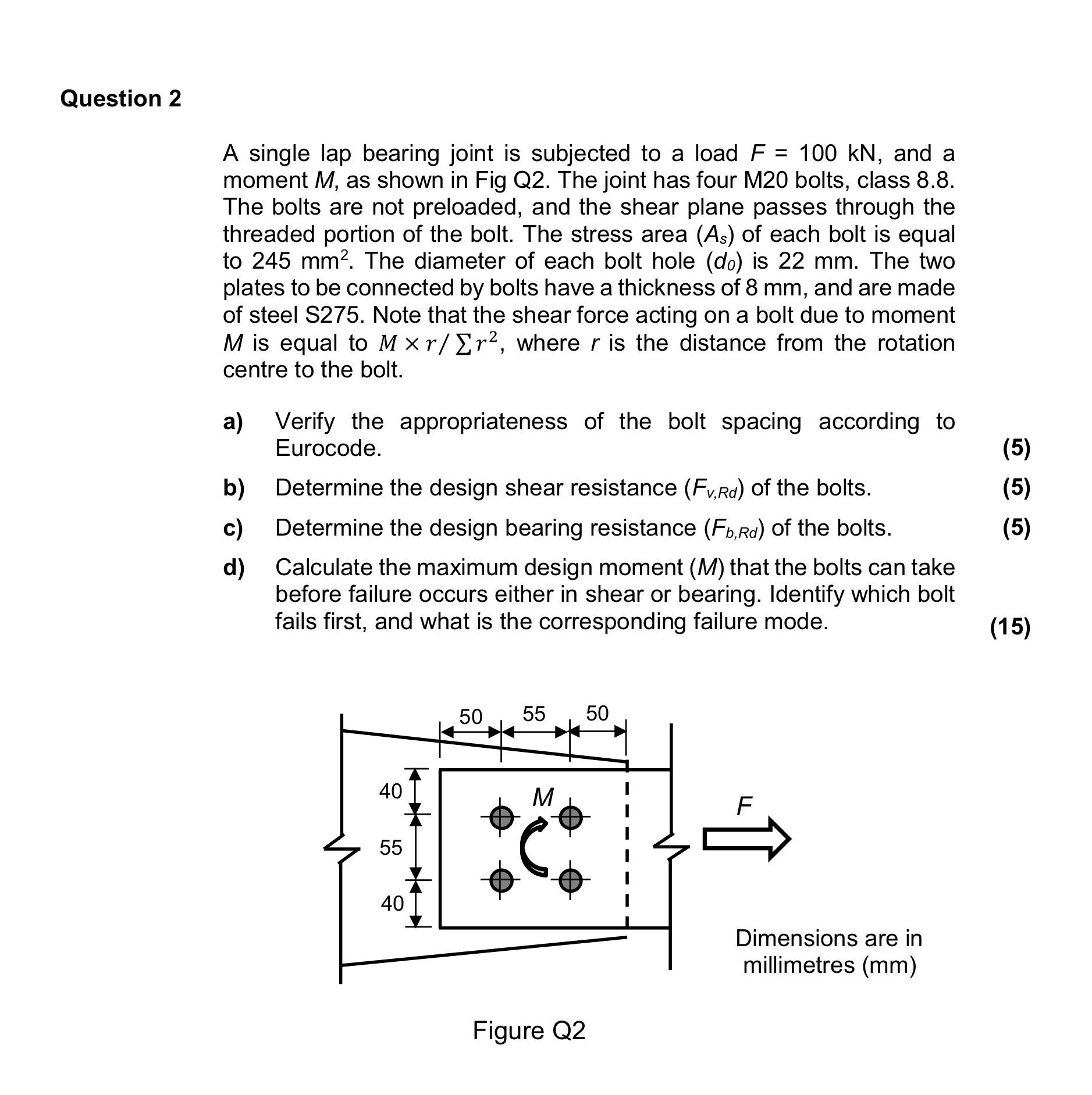 Solved Question 2A single lap bearing joint is subjected to | Chegg.com