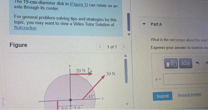 Solved The 19−cm-diameter disk in (Figure 1) can rotate on | Chegg.com