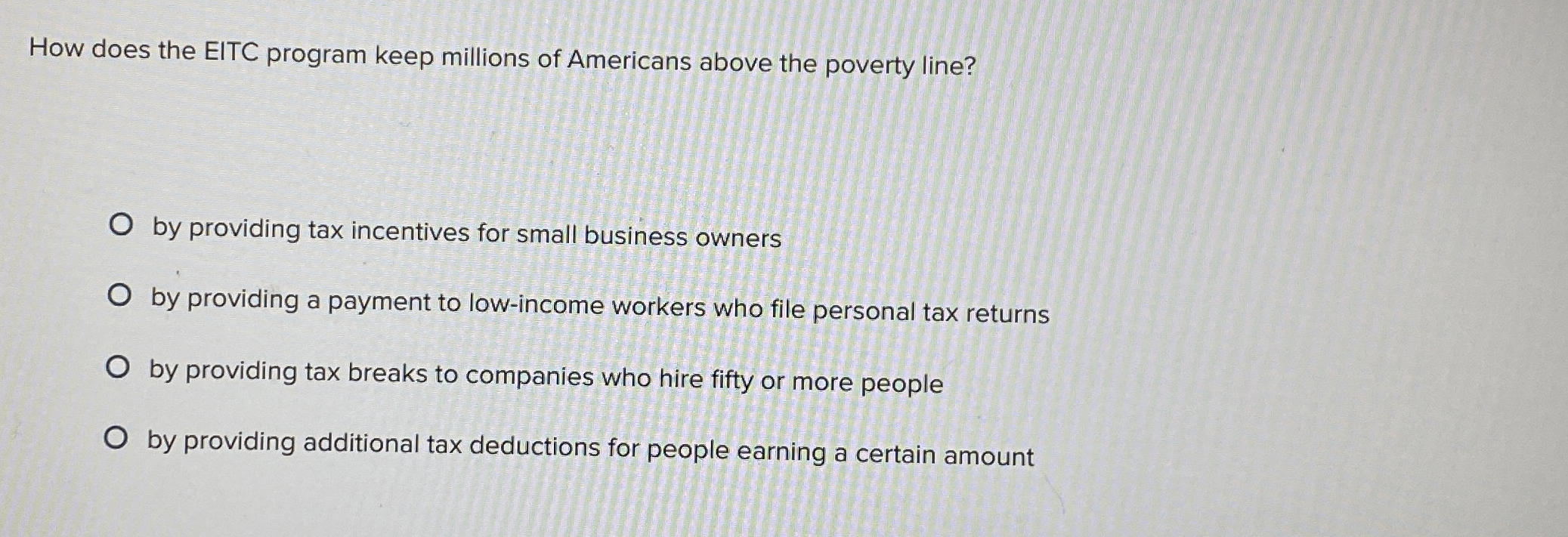 Solved How does the EITC program keep millions of Americans | Chegg.com