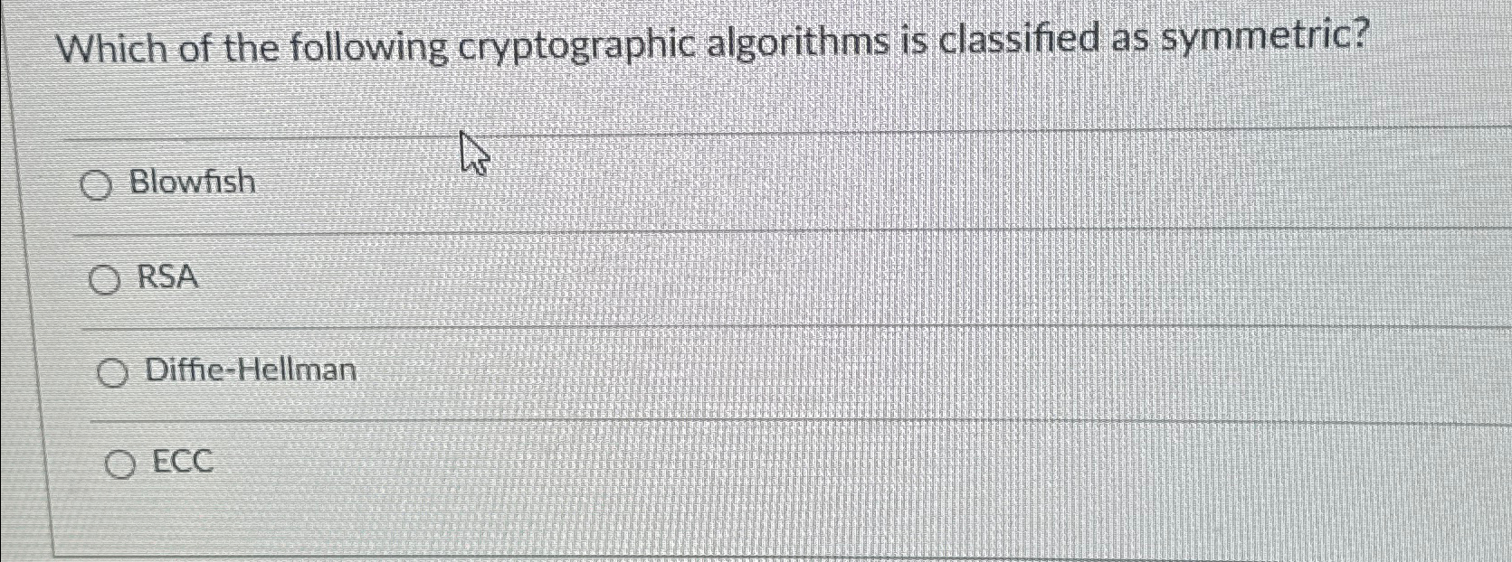 Solved Which of the following cryptographic algorithms is | Chegg.com