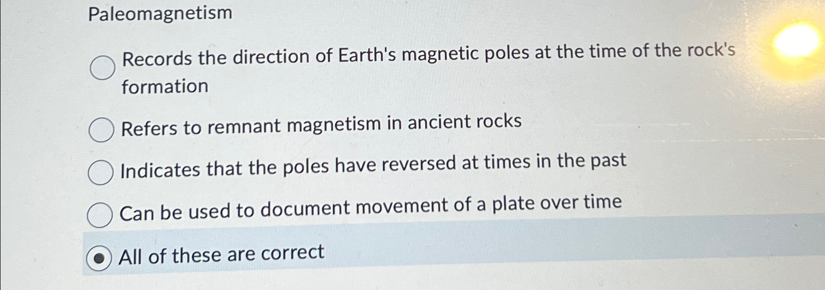 Solved PaleomagnetismRecords the direction of Earth's | Chegg.com