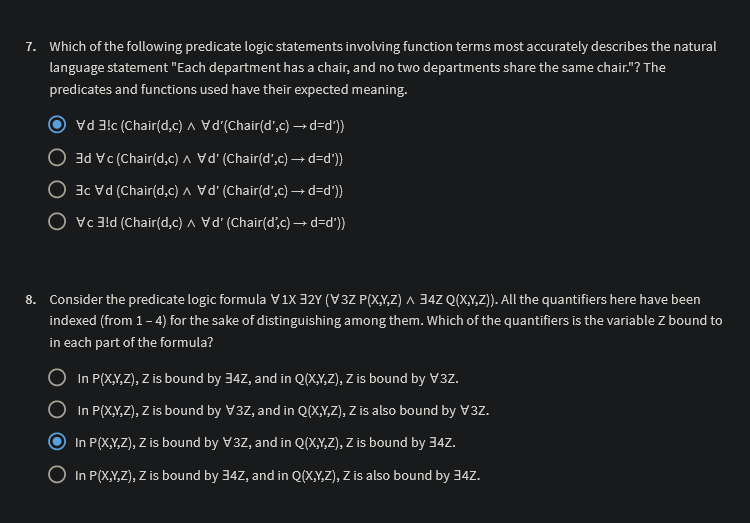 Solved Which of the following predicate logic statements | Chegg.com