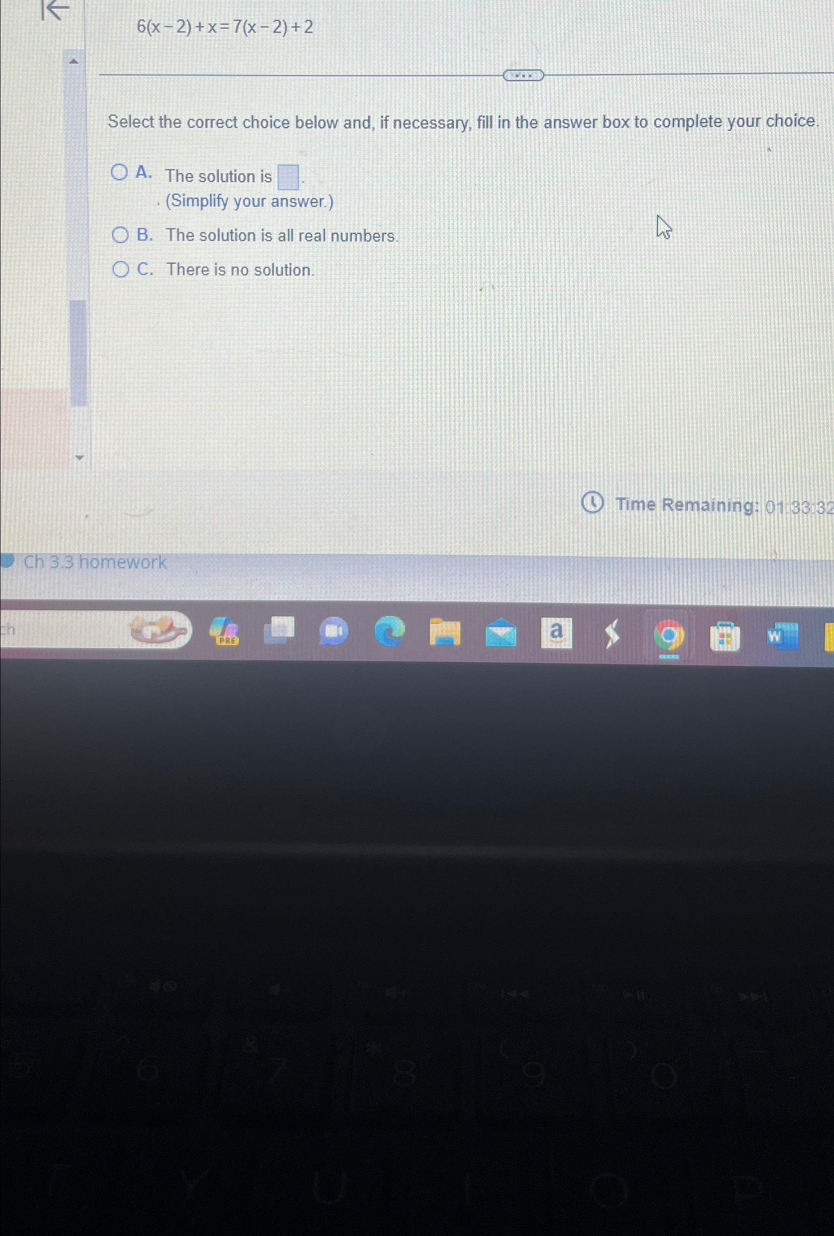 Solved 6(x-2)+x=7(x-2)+2Select the correct choice below and, | Chegg.com