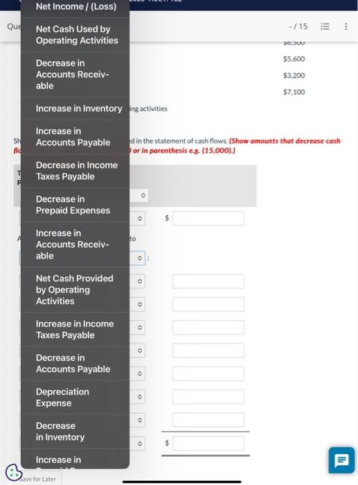 Solved Show how each item should be reported in the | Chegg.com