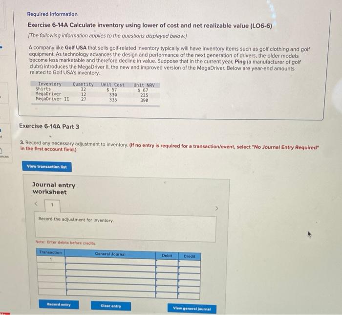 Solved Required information Exercise 6-14A Calculate | Chegg.com