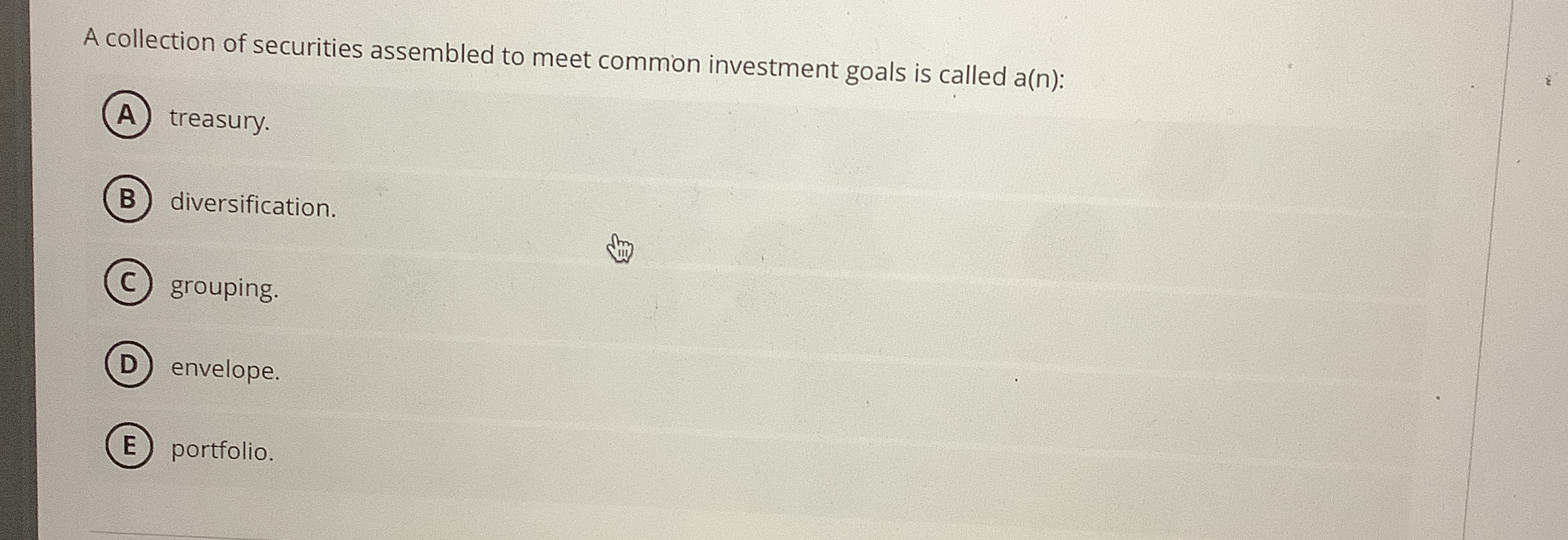 Solved A collection of securities assembled to meet common | Chegg.com