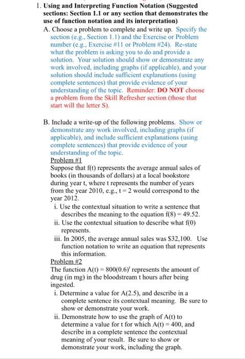 Solved 1 Using And Interpreting Function Notation