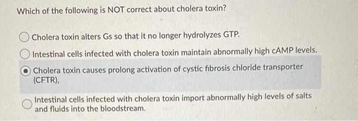 Solved Which of the following is NOT correct about cholera | Chegg.com