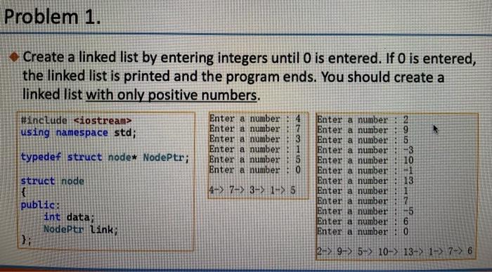 Solved Create a linked list by entering integers until 0 is | Chegg.com