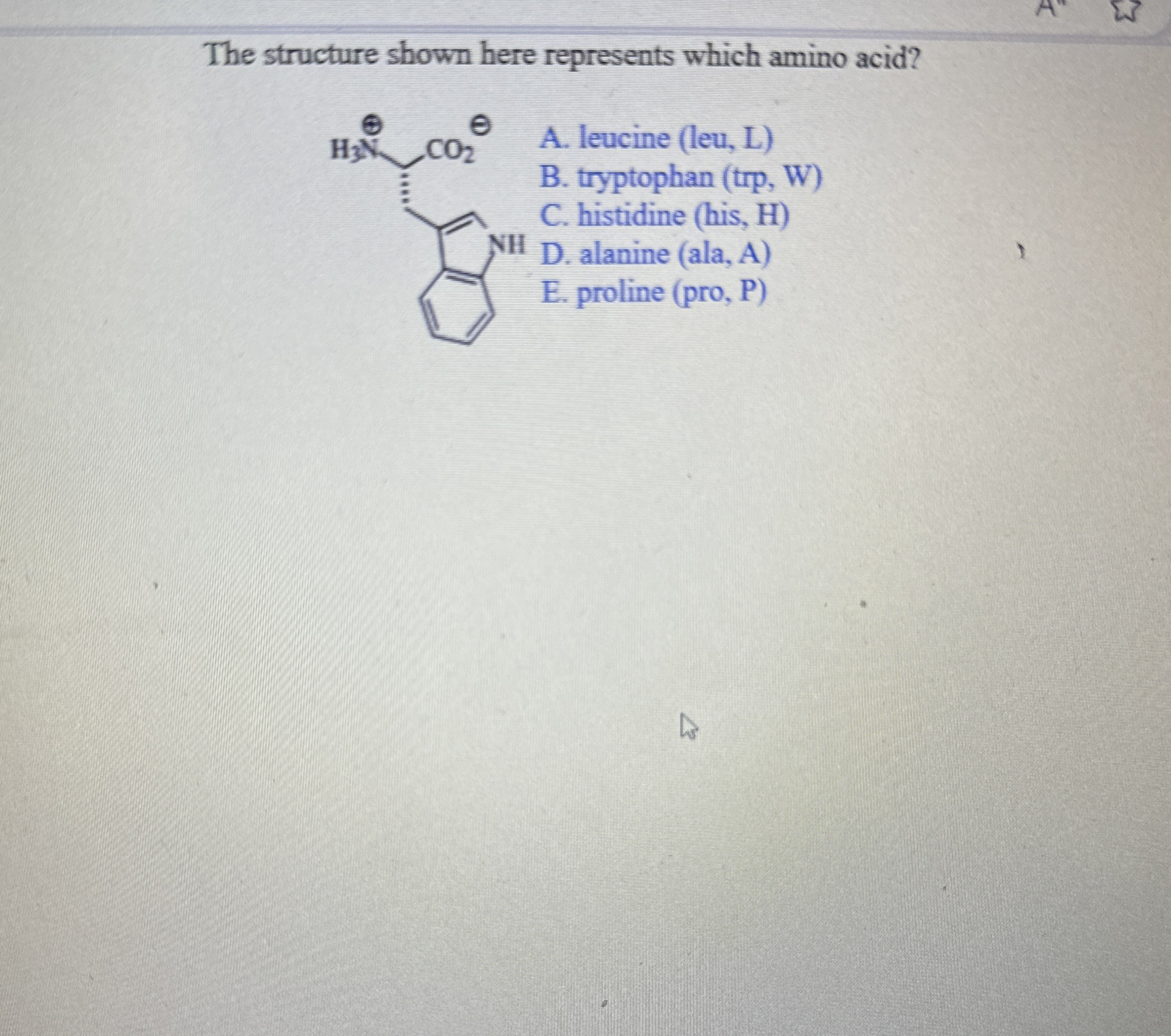 Solved The structure shown here represents which amino | Chegg.com