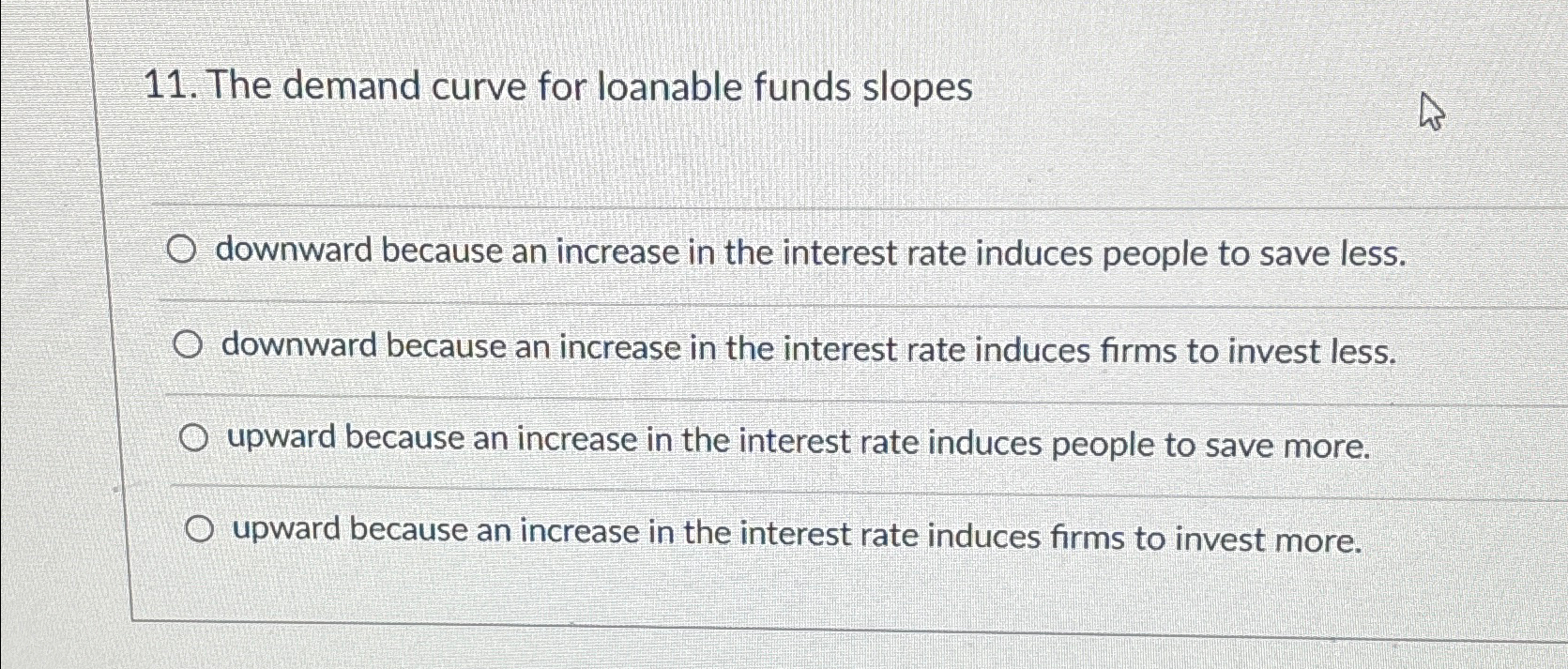 Solved The demand curve for loanable funds slopesdownward | Chegg.com
