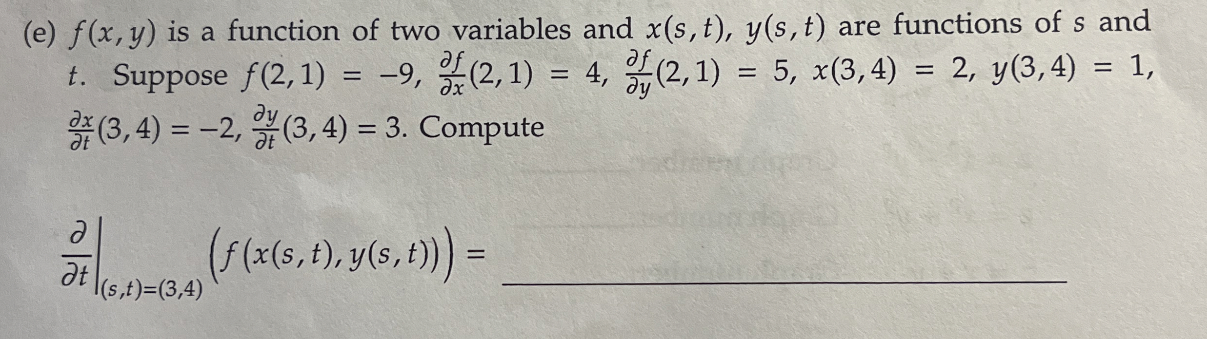 Solved (e) f(x,y) ﻿is a function of two variables and | Chegg.com