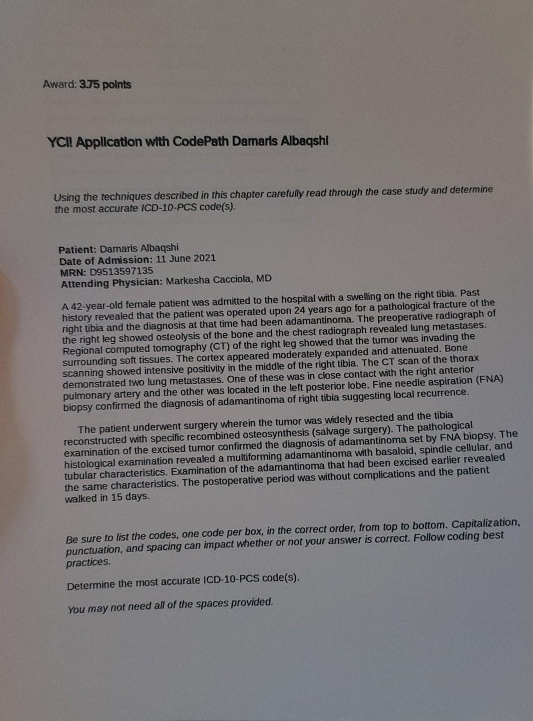 Award: 375 points YCI! Application with CodePath | Chegg.com