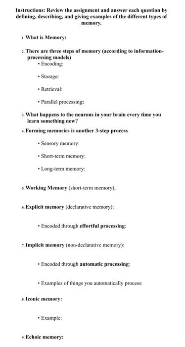 Instructions: Review the assignment and answer each | Chegg.com