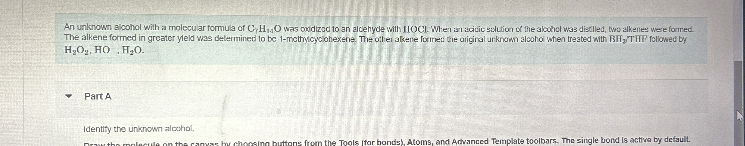 Solved An unknown alcohol with a molecular formula of C7H14O | Chegg.com