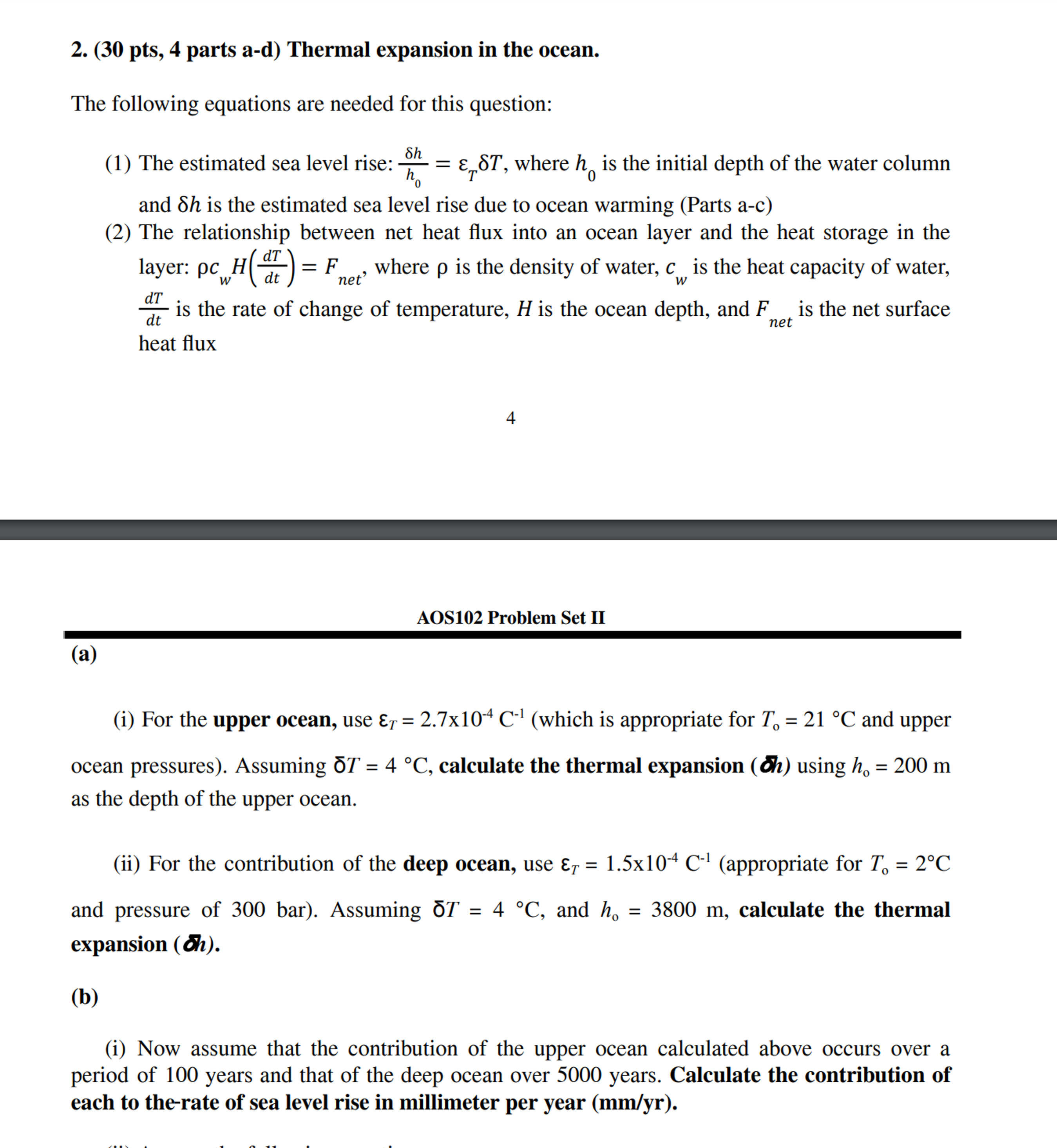 Solved (30 ﻿pts, 4 ﻿parts a-d) ﻿Thermal expansion in the | Chegg.com
