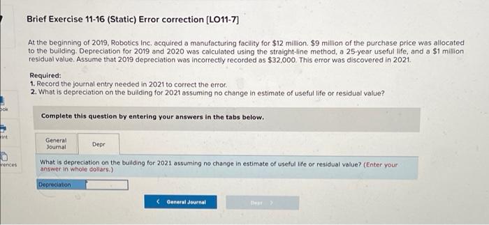 Solved 7 Brief Exercise 11-16 (Static) Error correction | Chegg.com