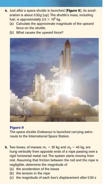 Solved 4. Just after a space shuttle is launched (Figure 9), | Chegg.com