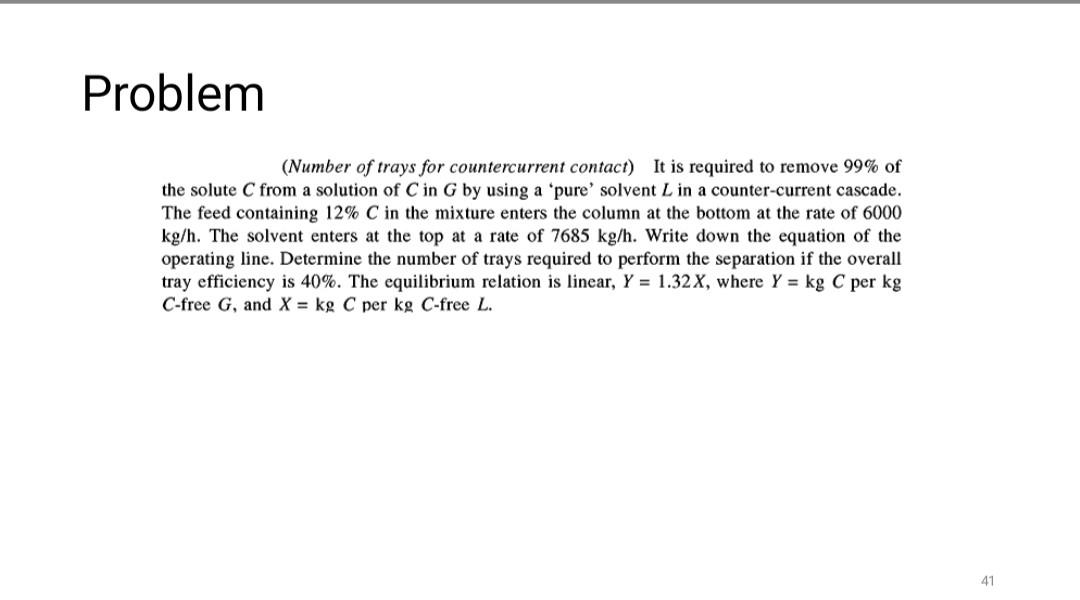 Solved (Number of trays for countercurrent contact) It is | Chegg.com