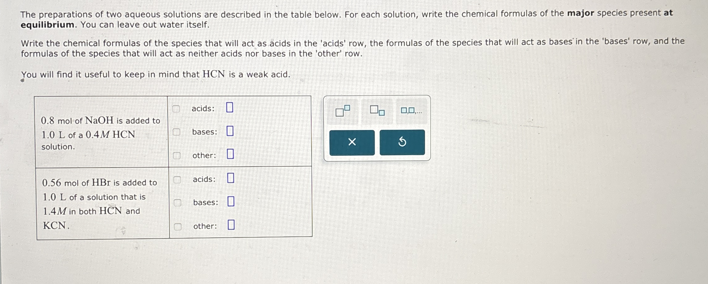 Solved The preparations of two aqueous solutions are | Chegg.com