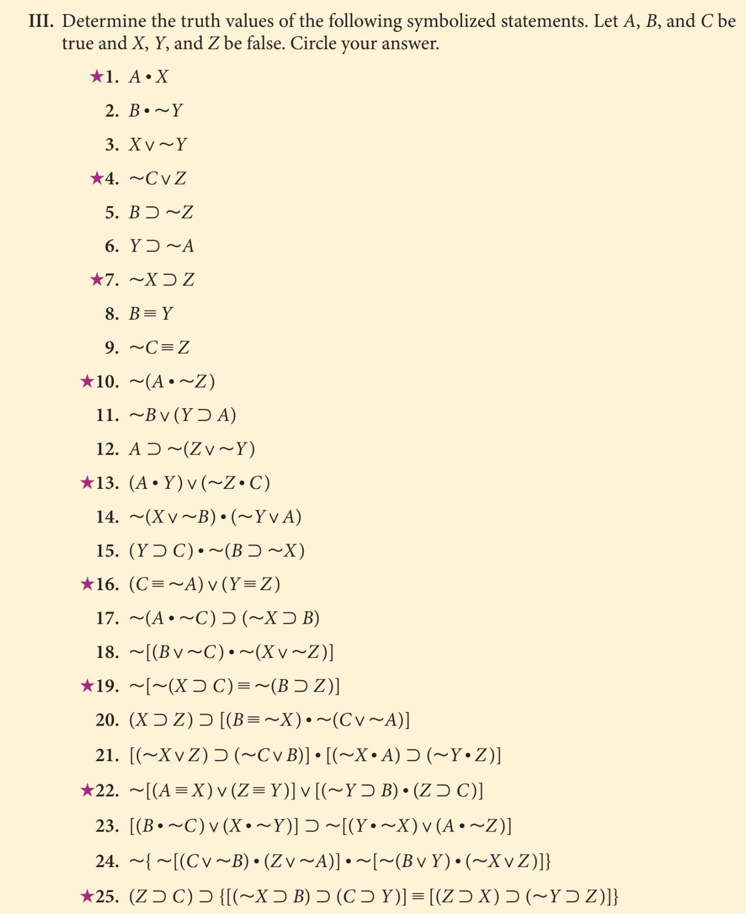 Iii Determine The Truth Values Of The Following