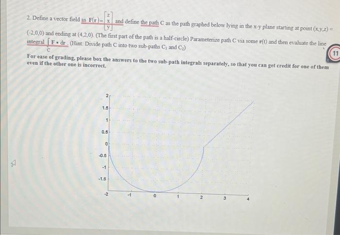 Solved - 2. Define a vector field as FC- and define the path | Chegg.com
