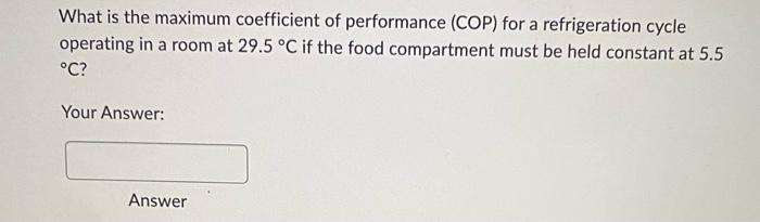 Solved What is the maximum coefficient of performance (COP) | Chegg.com
