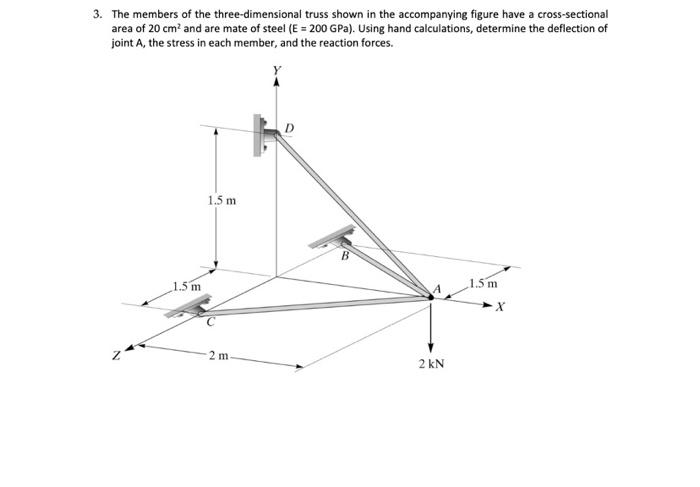 Solved 3 The Members Of The Three Dimensional Truss Shown