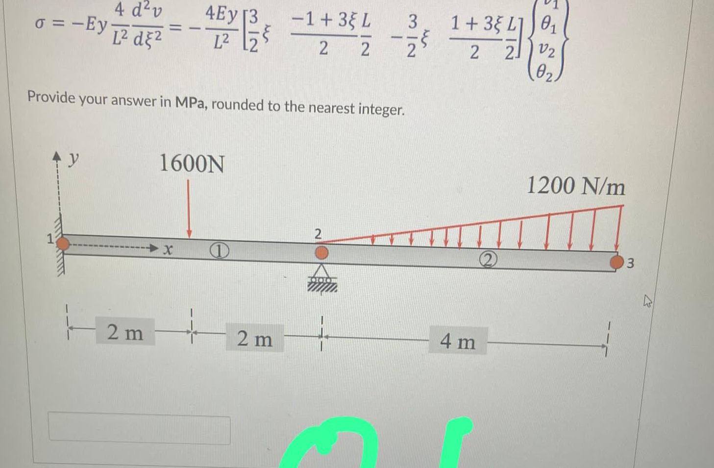 Solved Using TWO linear Euler-Bernoulli beam elements to | Chegg.com