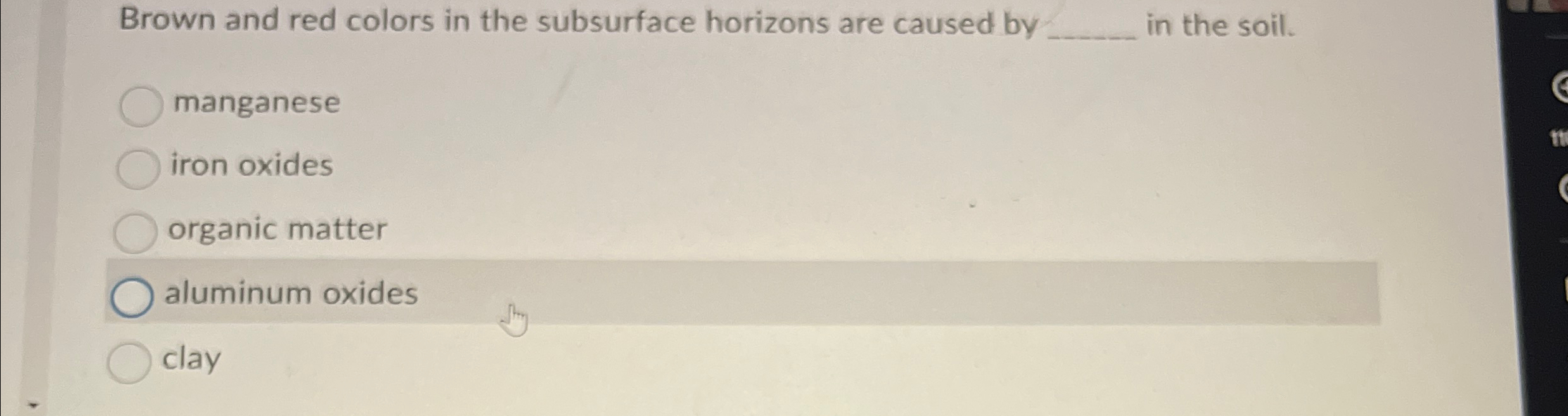 Solved Brown and red colors in the subsurface horizons are | Chegg.com