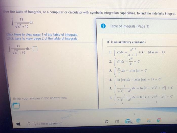 Solved Use the table of integrals, or a computer or | Chegg.com