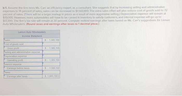 Solved b-1. Assume the firm hires Ms, Car, an efficiency | Chegg.com