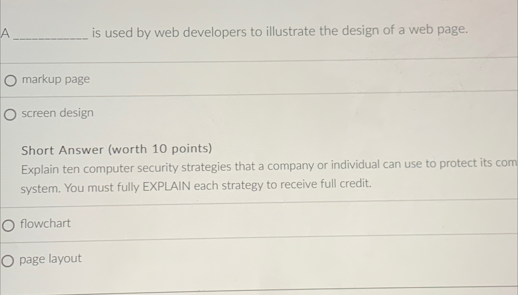 Solved is used by web developers to illustrate the design of | Chegg.com
