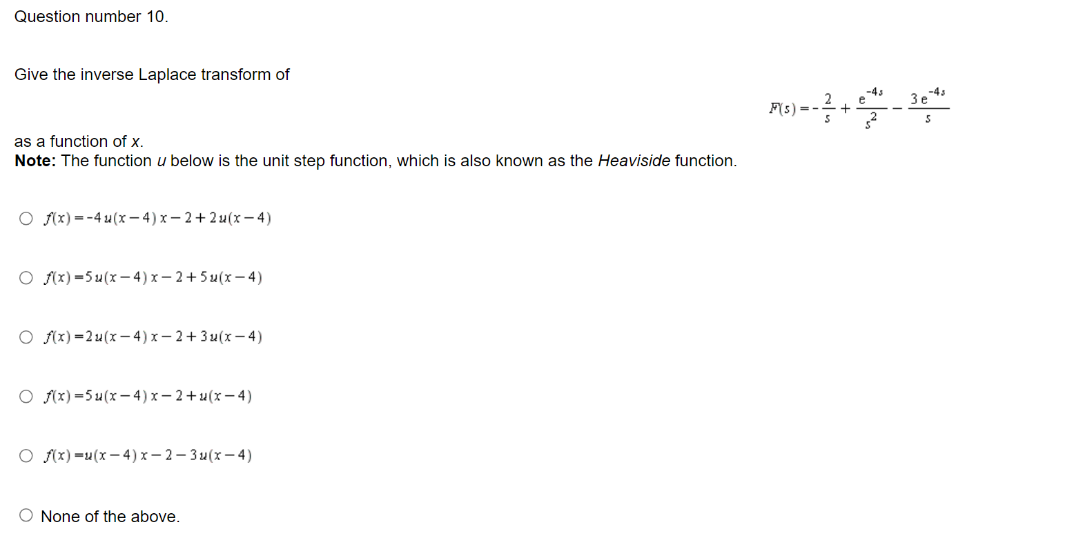 Solved Question number 10.Give the inverse Laplace transform | Chegg.com