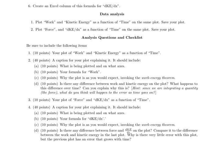 2. Create an Excel column of this formula for "Work". | Chegg.com