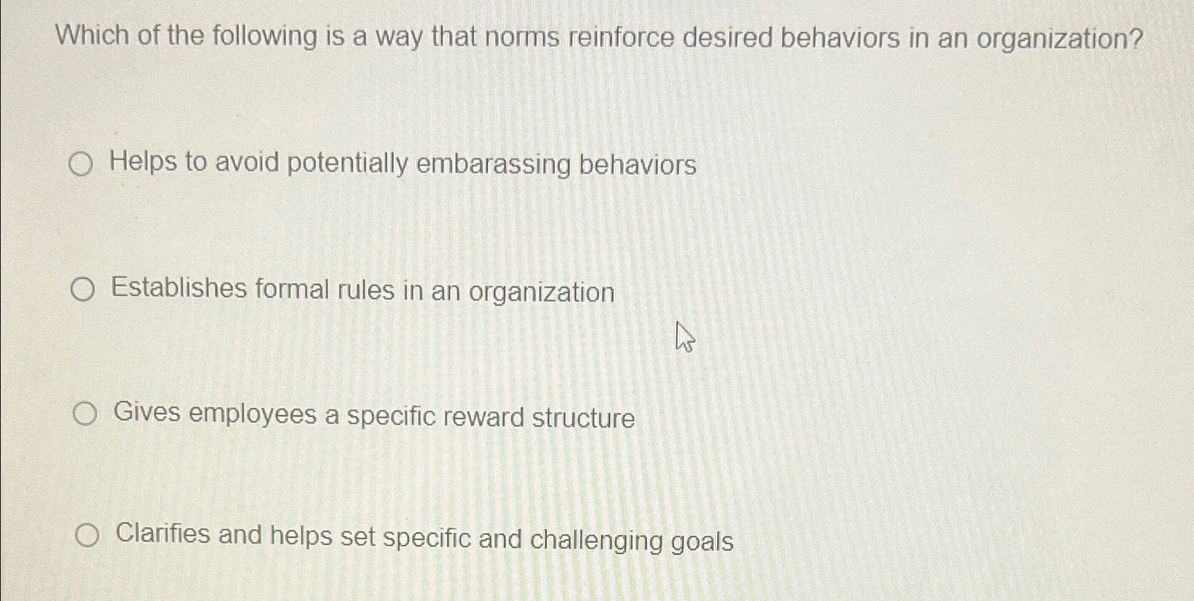 Solved Which of the following is a way that norms reinforce | Chegg.com