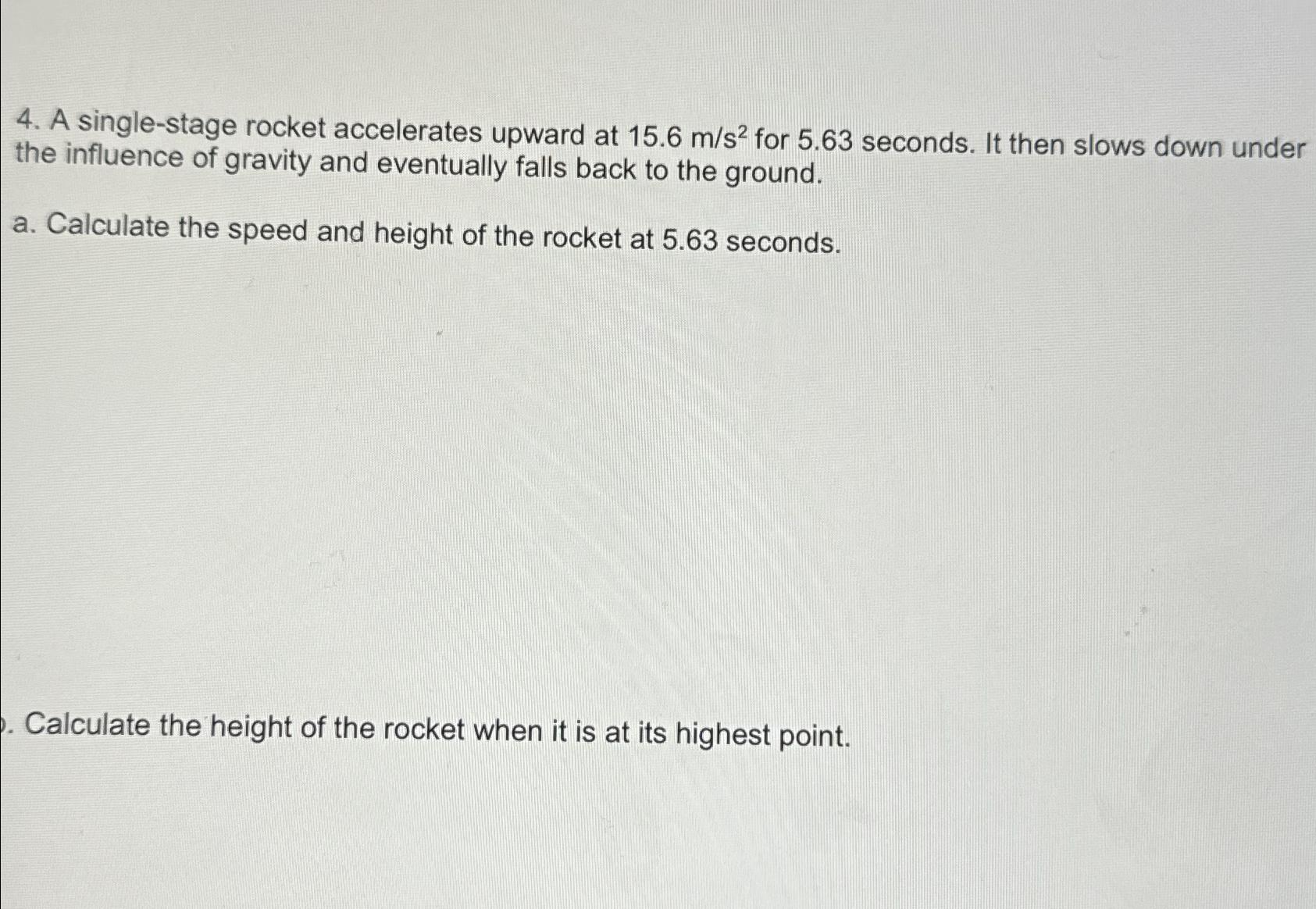 Solved A single-stage rocket accelerates upward at | Chegg.com