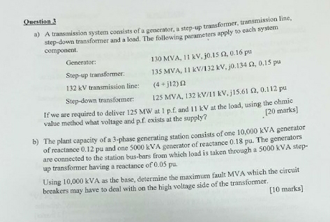 Solved Question 3a) ﻿A transmission system consists of a | Chegg.com