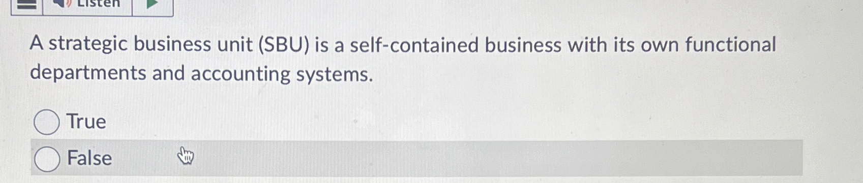 Solved A strategic business unit (SBU) ﻿is a self-contained | Chegg.com