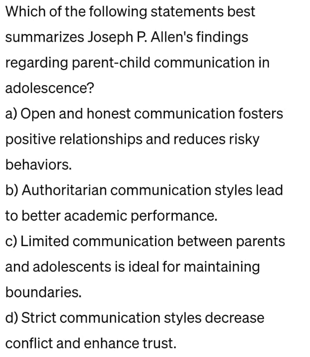 Solved Which of the following statements best summarizes | Chegg.com