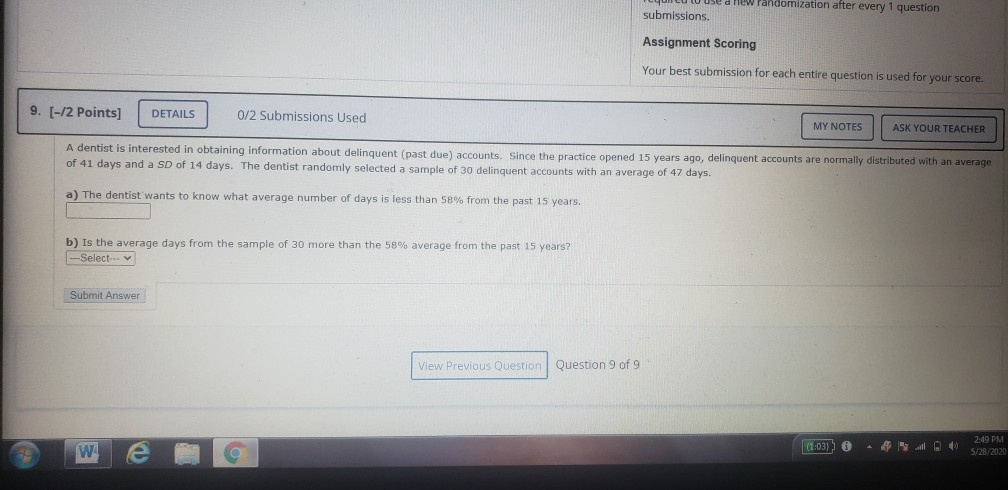 Solved dhew randomization after every 1 question | Chegg.com