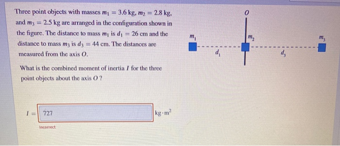 Solved m m2 mi Three point objects with masses mi = 3.6 kg, | Chegg.com