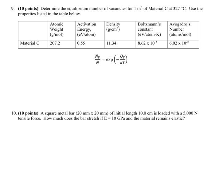 Solved 9. (10 points) Determine the equilibrium number of | Chegg.com