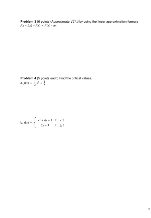 Solved Problem 1 Let f(x) = 3x2 + 1 a. (3 points) Find the | Chegg.com