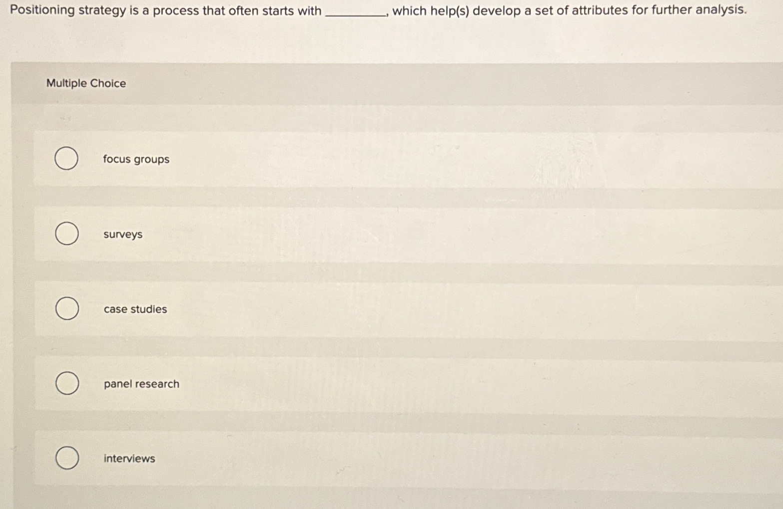 Solved Positioning strategy is a process that often starts | Chegg.com